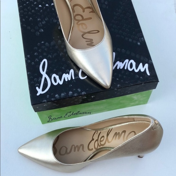 Sam Edelman | Shoes | Sam Edelman Hazel Pump Metallic Soft Gold New ...